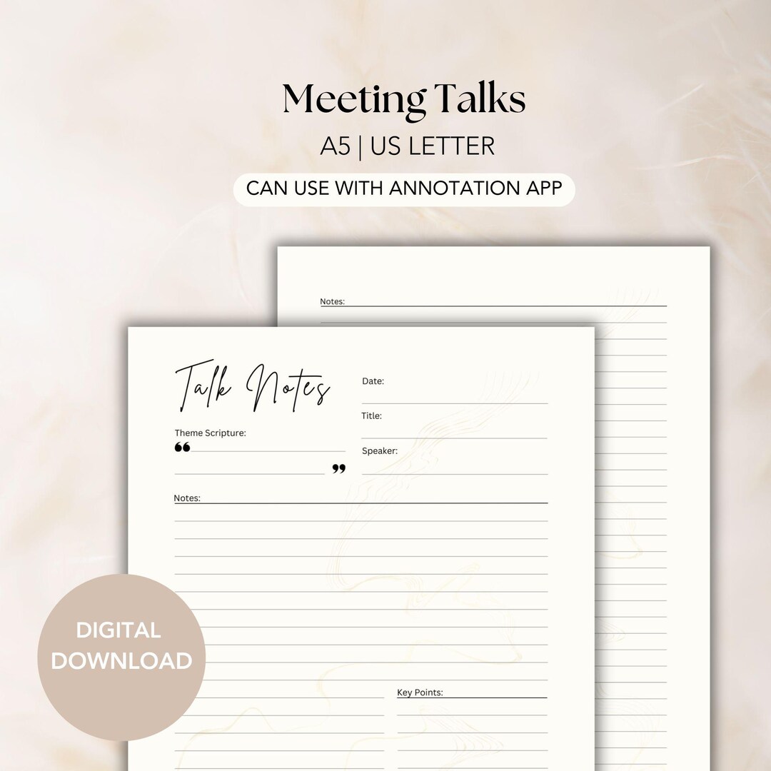 Talk Notes Printable | JW Meeting Talks | Digital Note-taking for Bible ...