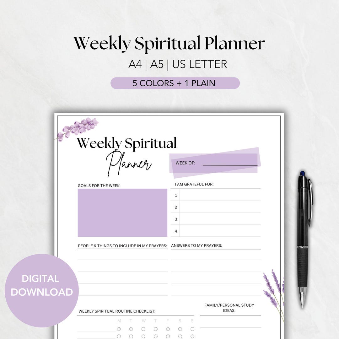 Weekly Spiritual Planner | Printable Prayer Template | JW Planner PDF ...