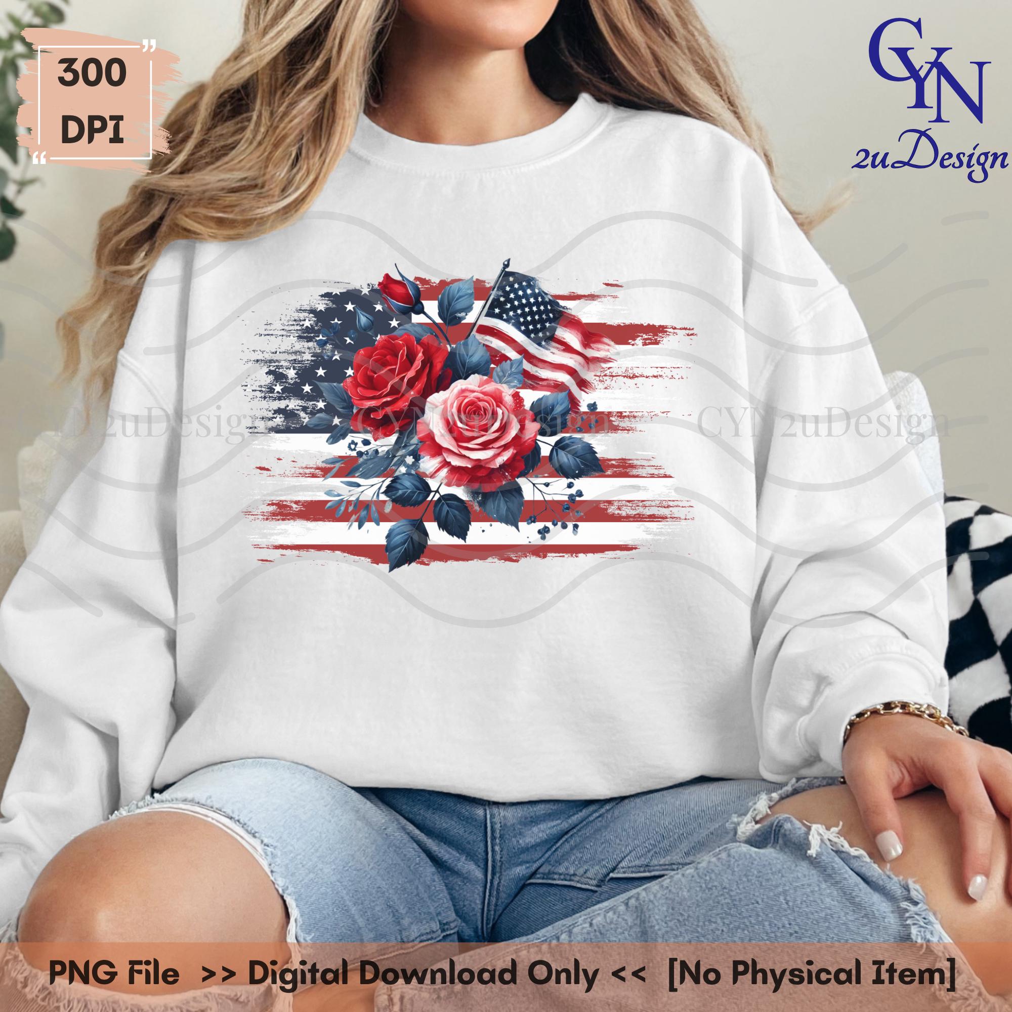 Patriotic Rose PNG: American Flag Floral Clipart (digital Download) - Etsy