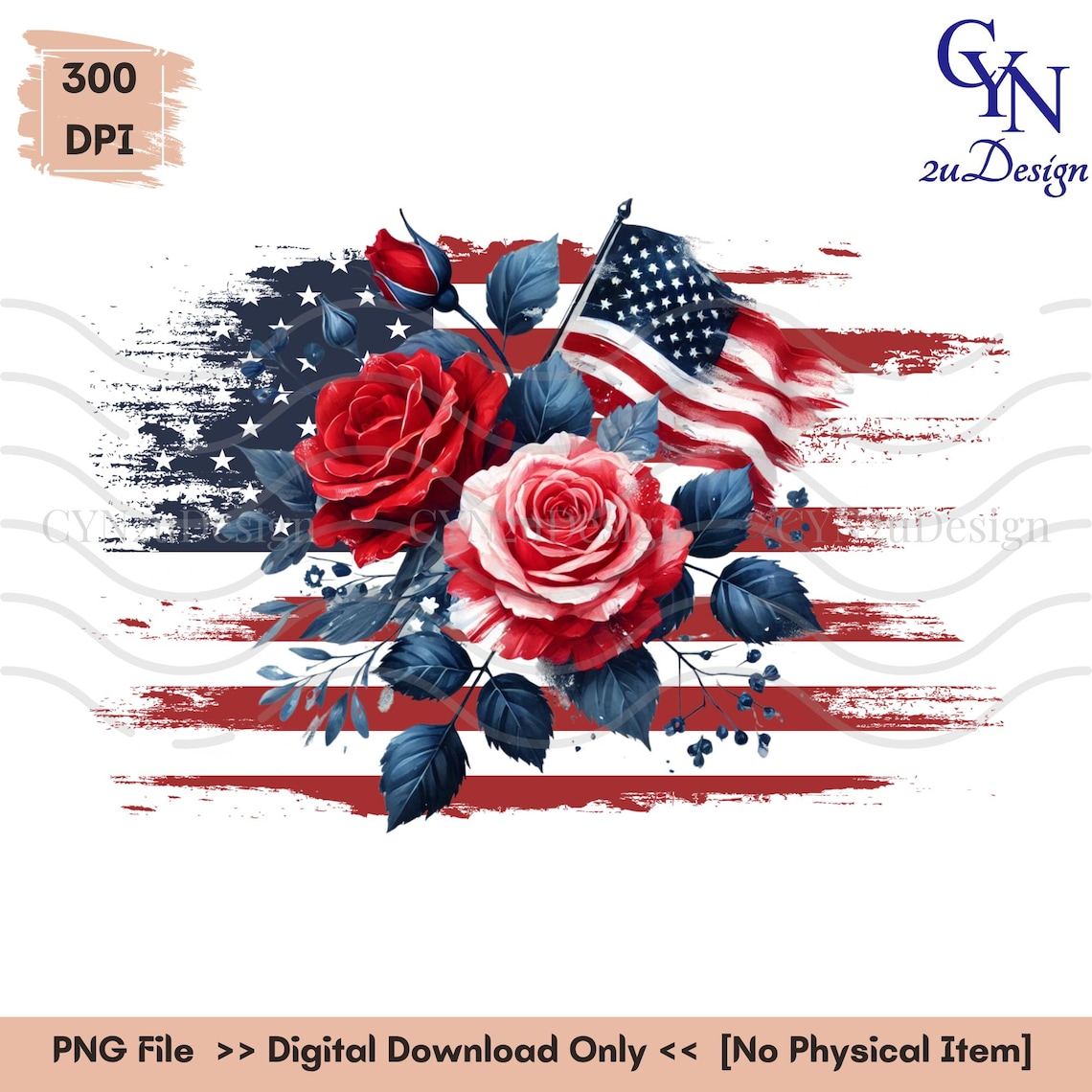 Patriotic Rose PNG: American Flag Floral Clipart (digital Download) - Etsy