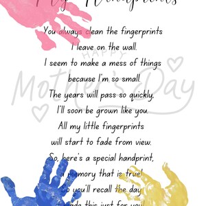 Mothers Day Handprint Craft - Etsy