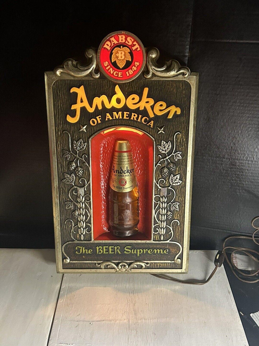 Pabst Andeker of America Lighted Beer Sign Vintage 1970's "the Beer ...