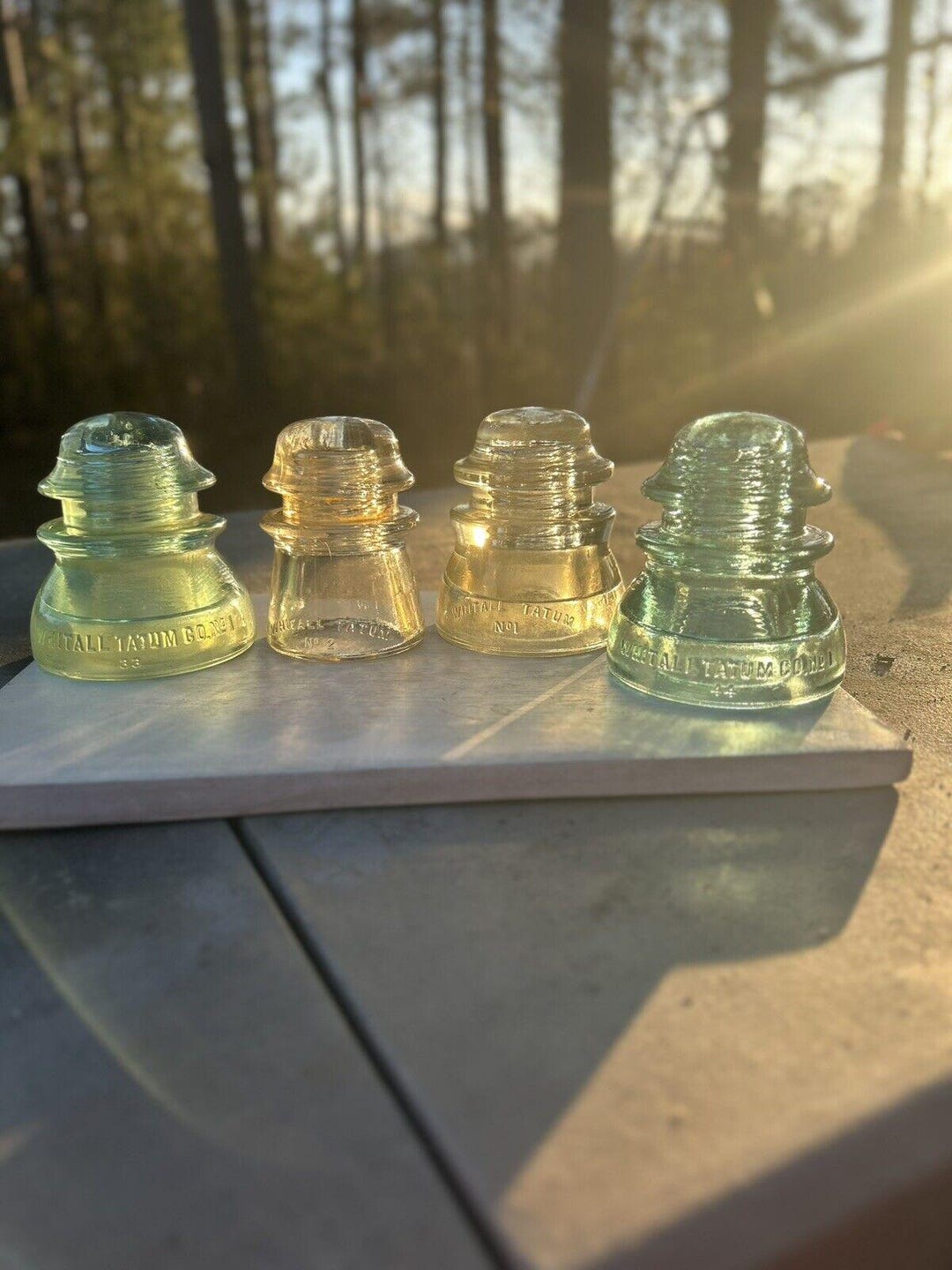 Gorgeous Very Rare Vintage Set of 4 Whitall Tatum Co. Glass Insulators ...