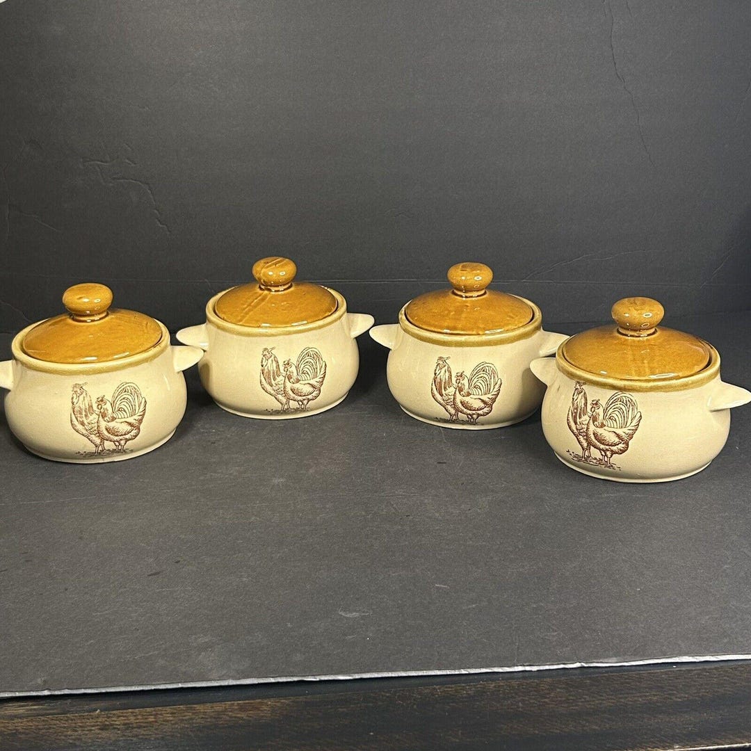 Vintage Rooster Lidded Casserole Dish Set of 4 – Farmhouse Country ...
