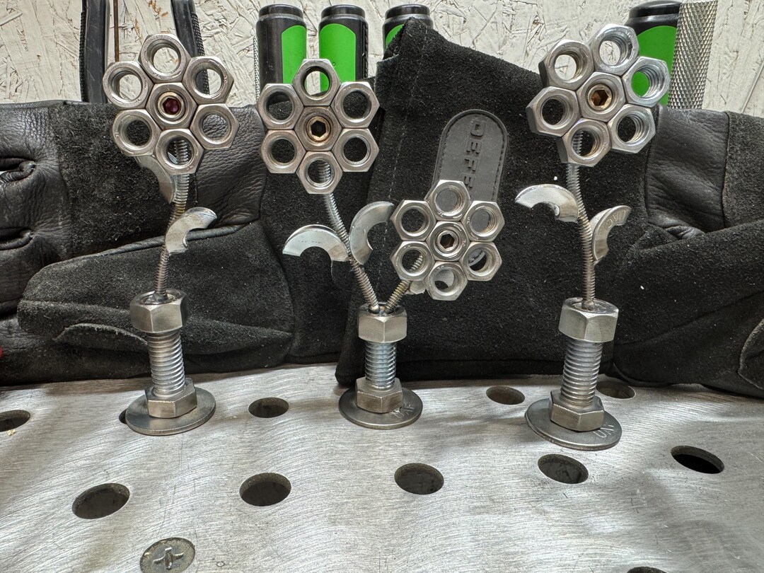 Handmade Metal Nut Flower: Desk Art Sculpture - Etsy