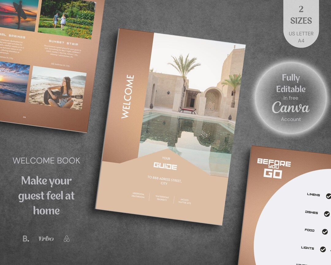 Luxury Airbnb Welcome Book Template ,editable Canva Guide for VRBO ...