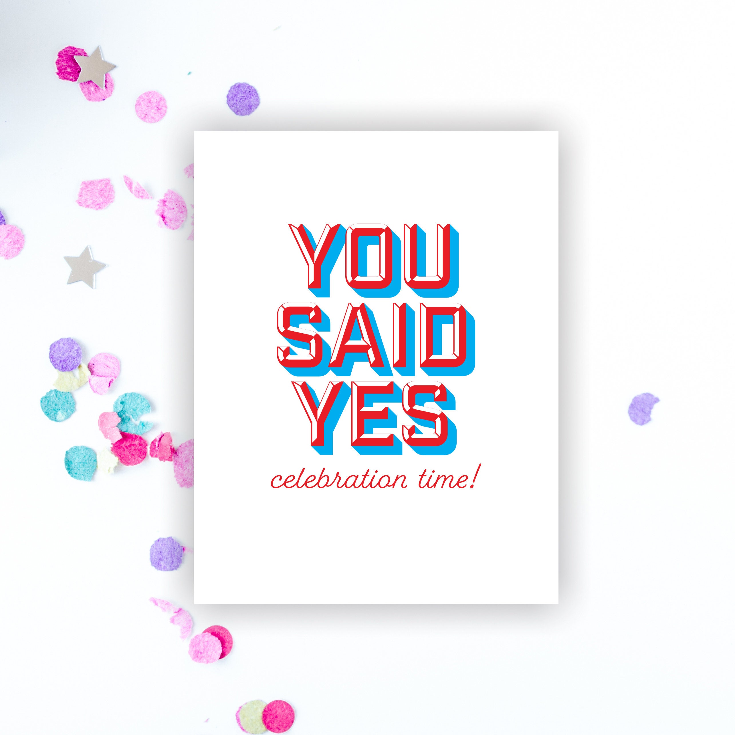 You Said Yes Engagement Card Celebration Card New Job Card ...