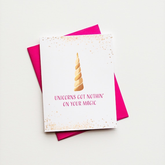 Unicorn Card Unicorn Encouragement Card Funny Friend Card | Etsy
