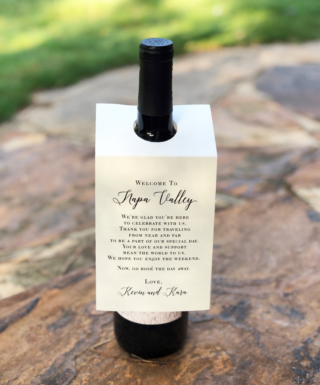 Wedding Welcome Wine Bottle Necker With Timeline / Agenda / Itinerary ...