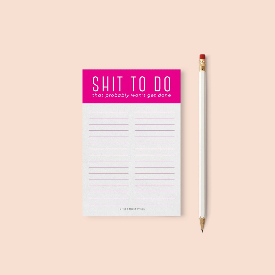 Funny Shit to Do Notepad - Task Pad - Errand List - Hot Pink Notepad ...