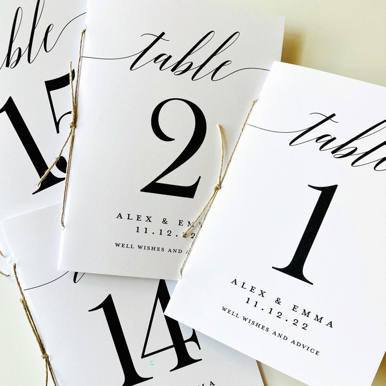 5X7 Elegant Personalized Table Card Message Booklets Advice - Etsy