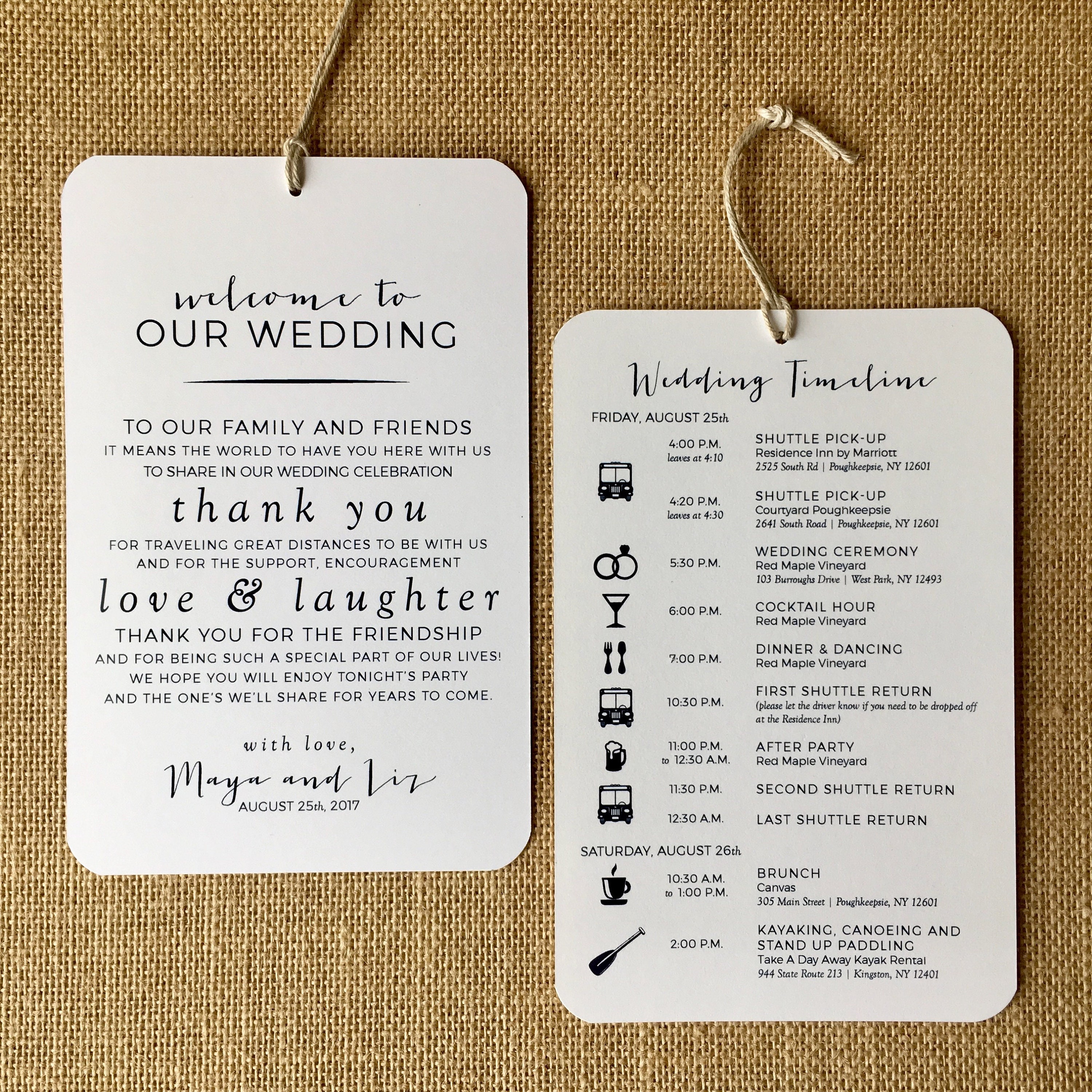 welcome kit PRINTABLE or PRINTED out of town guest timeline destination ...