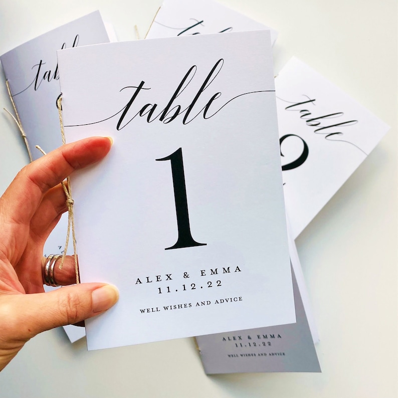 5X7 Elegant Personalized Table Card Message Booklets - Advice & Wishes ...