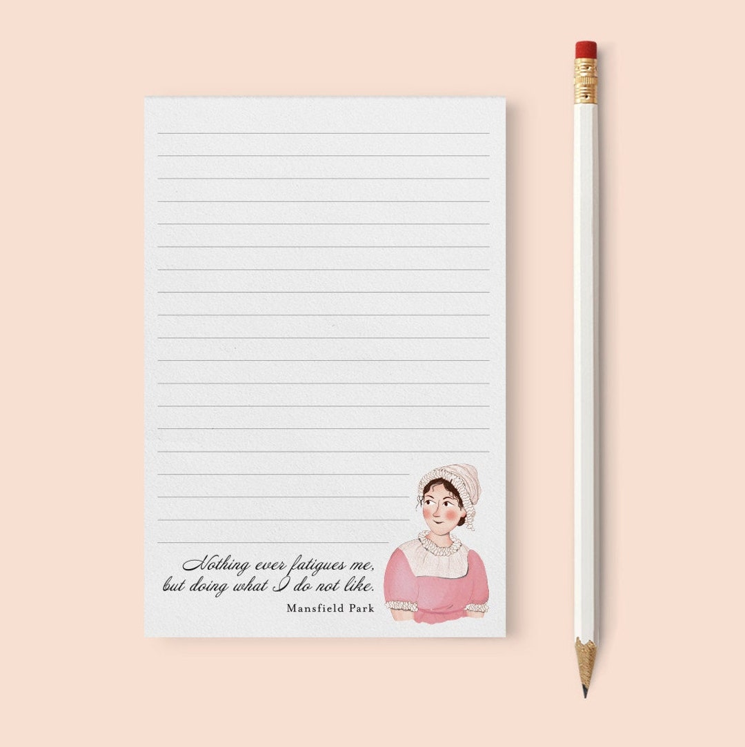 Jane Austen Notepad | Mansfield Park Quote Notepad | Literary ...
