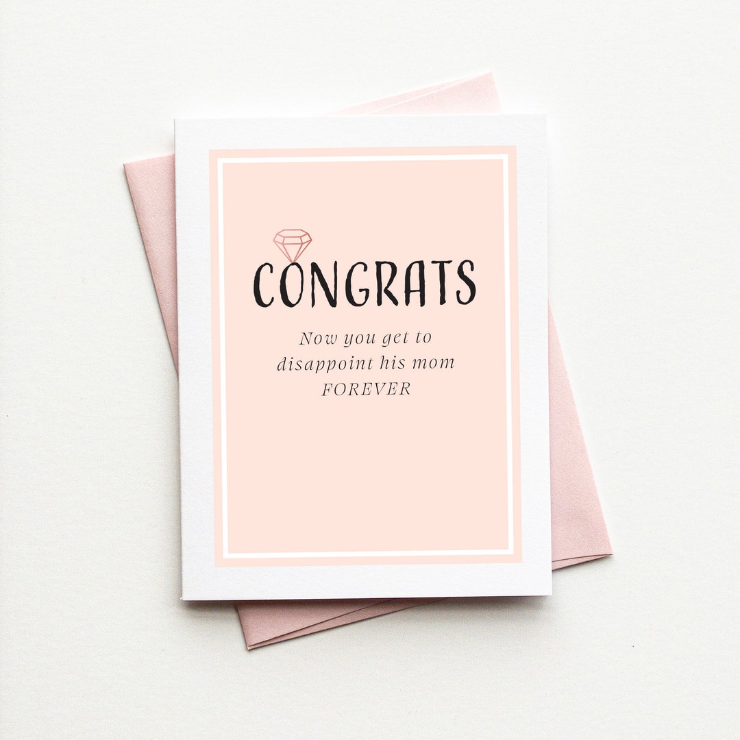 Snarky Engagement Congratulations Card - Funny Marriage Congratulations ...