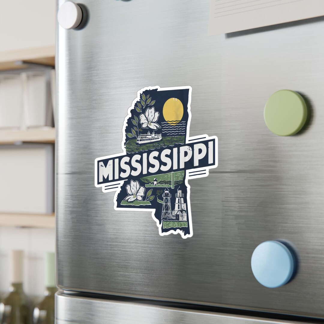 Mississippi State Kiss-cut Vinyl Decal / Retro USA Travel Map Sticker ...