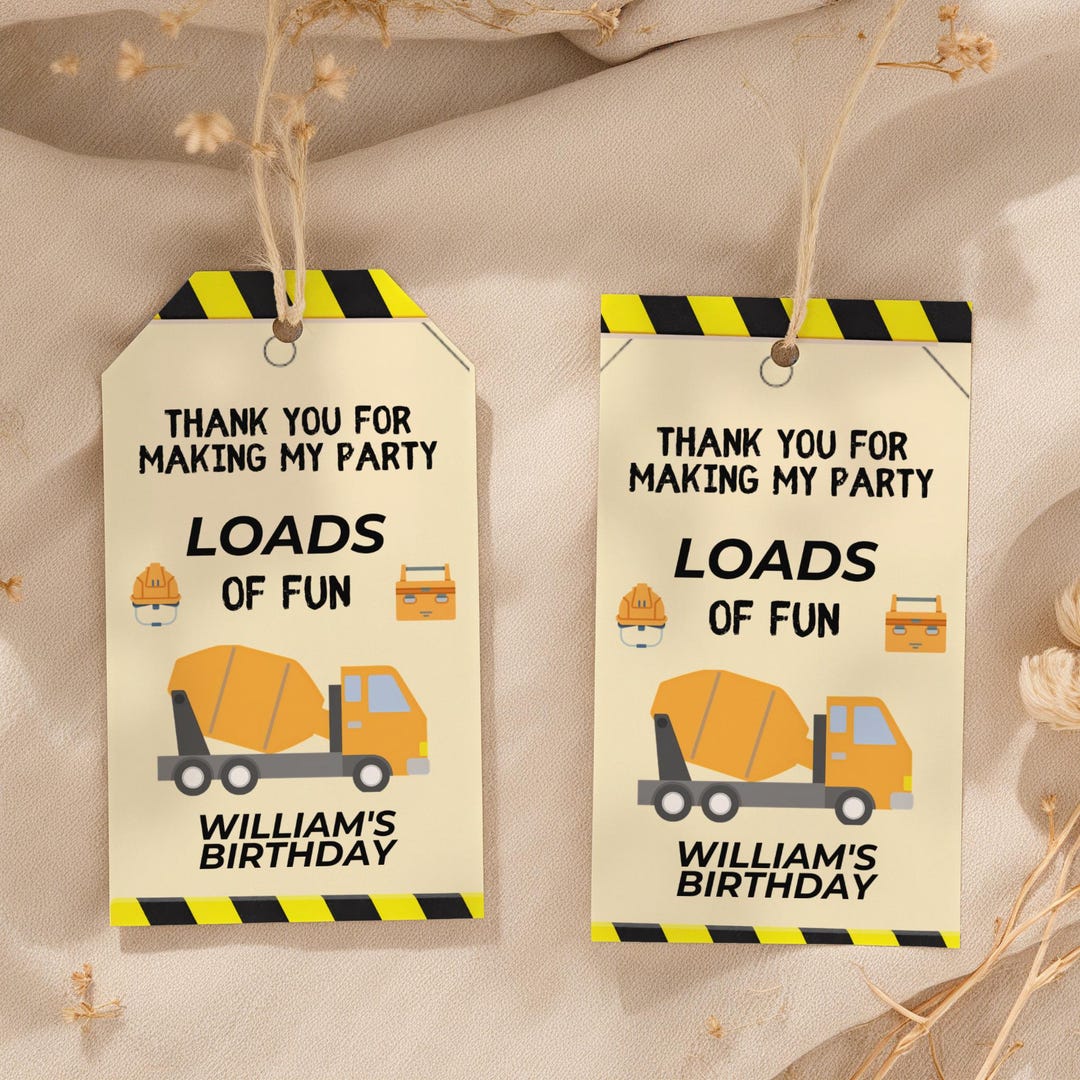 I Dig Being One Favor Tags | Construction Birthday Thank You Tags ...