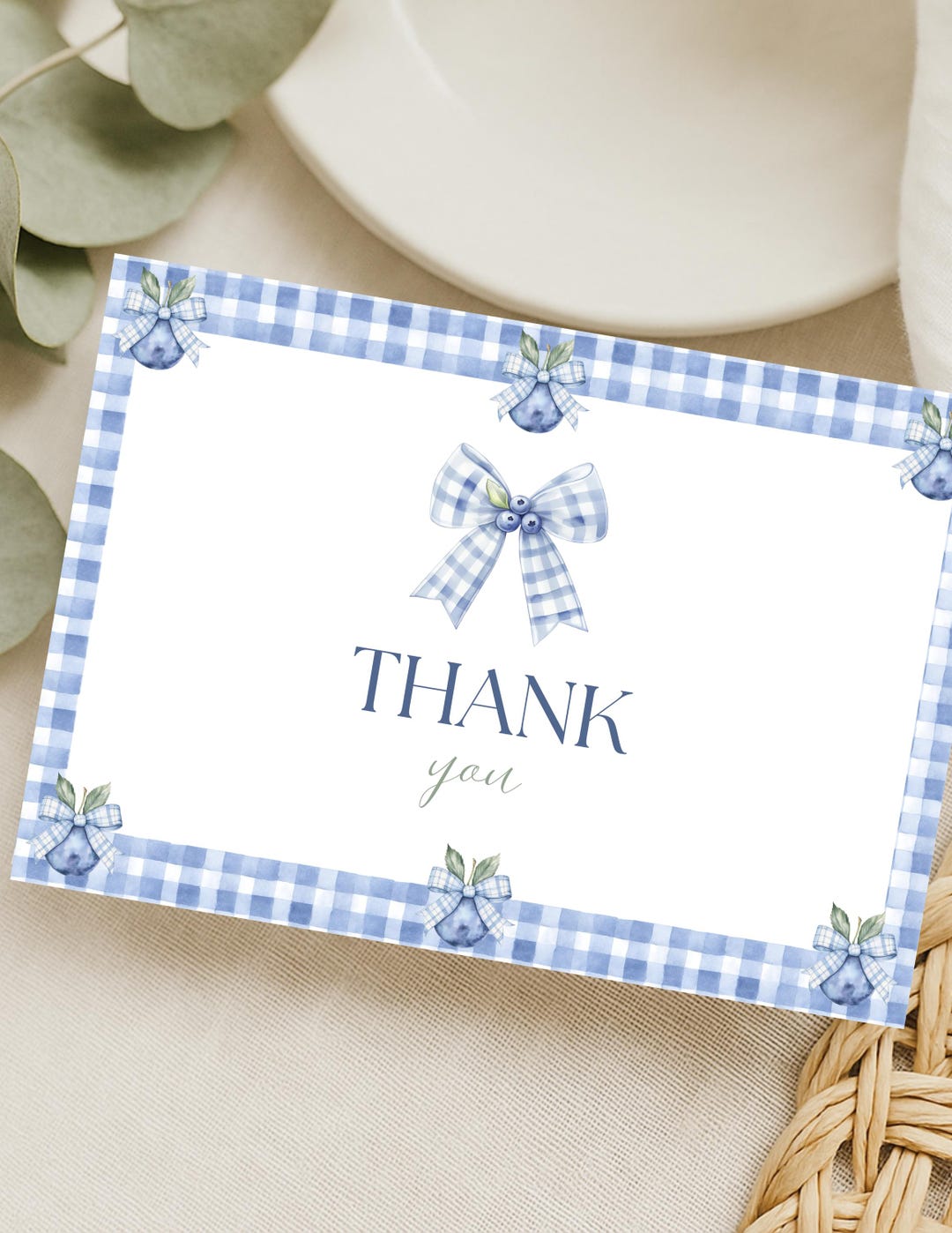 Blueberry Baby Shower Thank You Card, Editable Printable Templatein ...