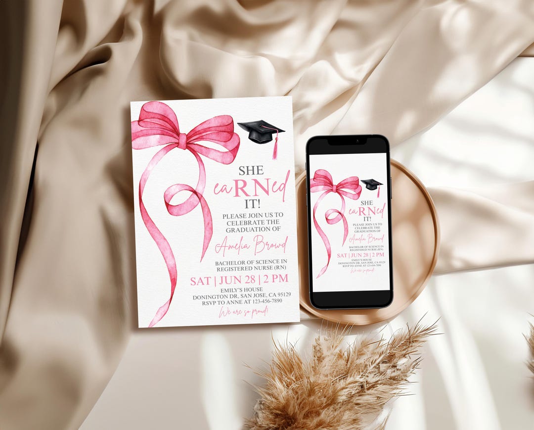 Nursing School Graduation Invitation, RN Graduation Party Invite ...