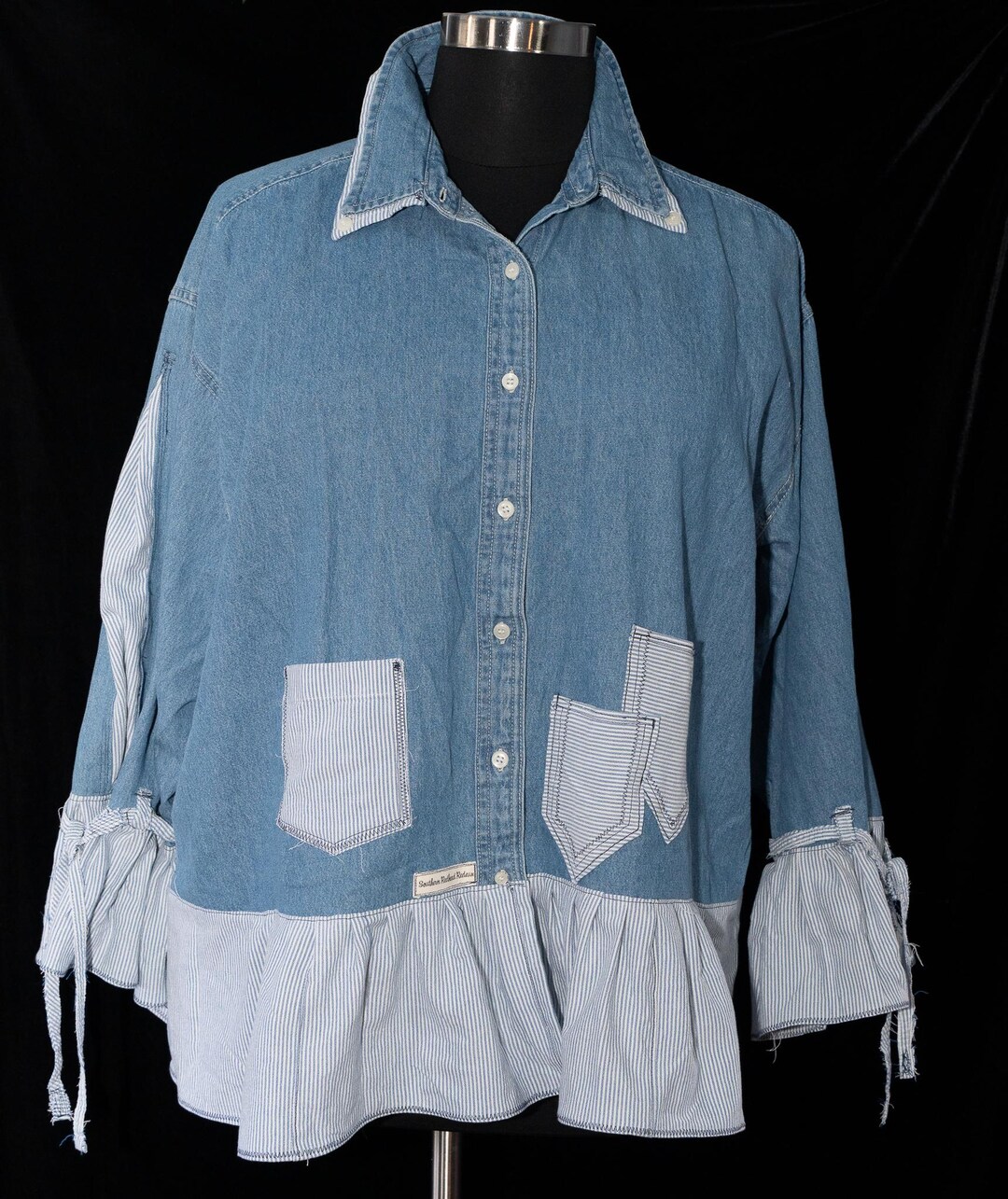 Upcycled Denim Shirt, Altered Clothing, Altered Couture, Sustainability ...