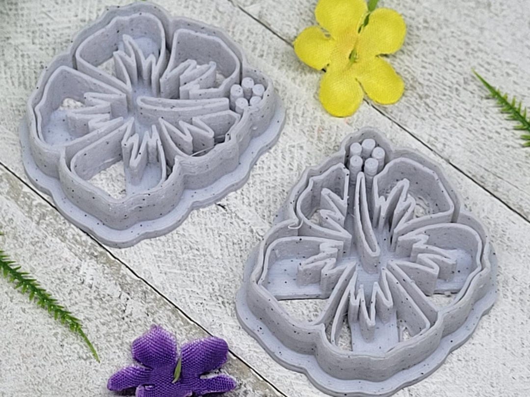Hibiscus Flower - 35mm Mirrored Pair - 3D Printed Clay Cookie Cutters ...