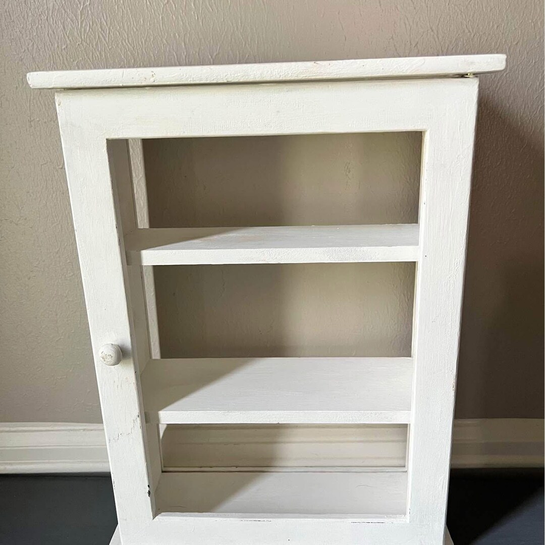 Vintage White Wooden Display Cabinet - Etsy