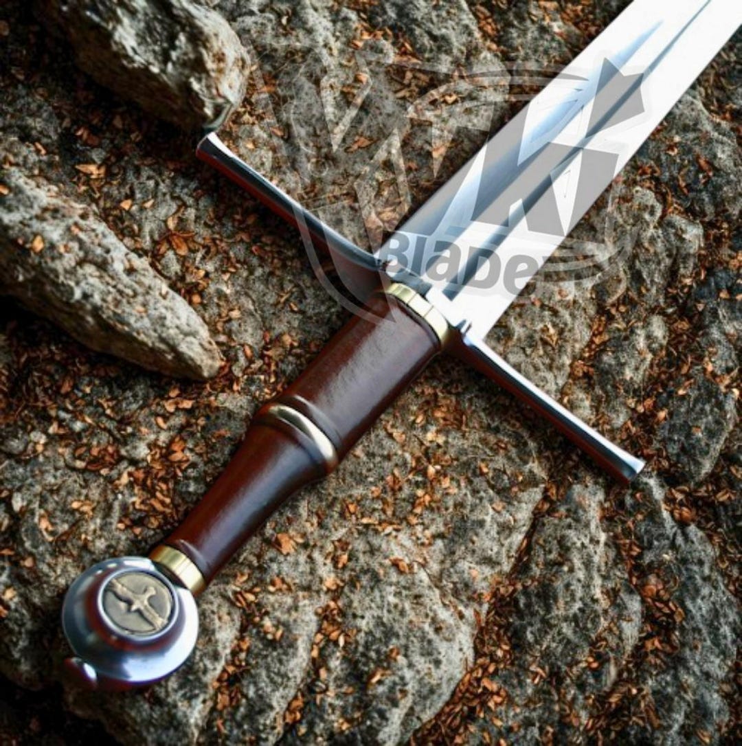 Handmade Viking Sword Replica: Silver Copper Inlaid Blade, Raven Coin ...