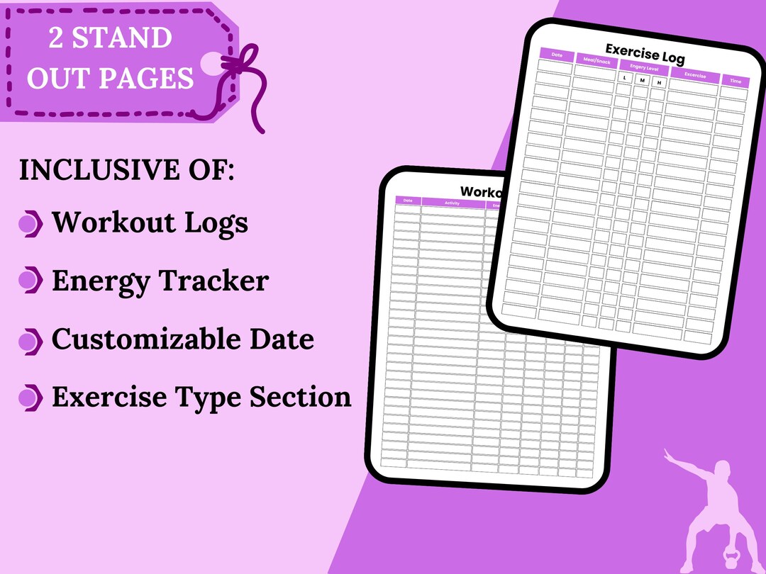 Printable Exercise Tracker | Workout Log | Fitness Planner | Strength ...