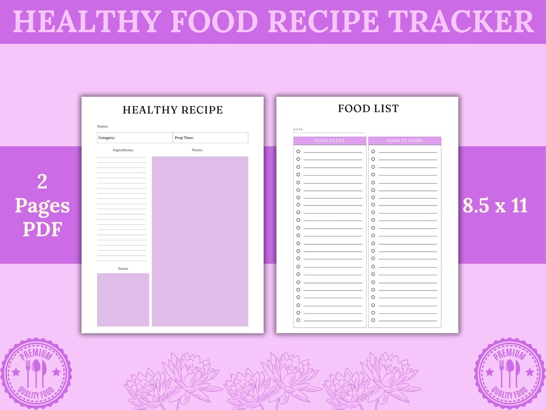 Healthy Food Recipe List | Printable & Digital Meal Planner ...