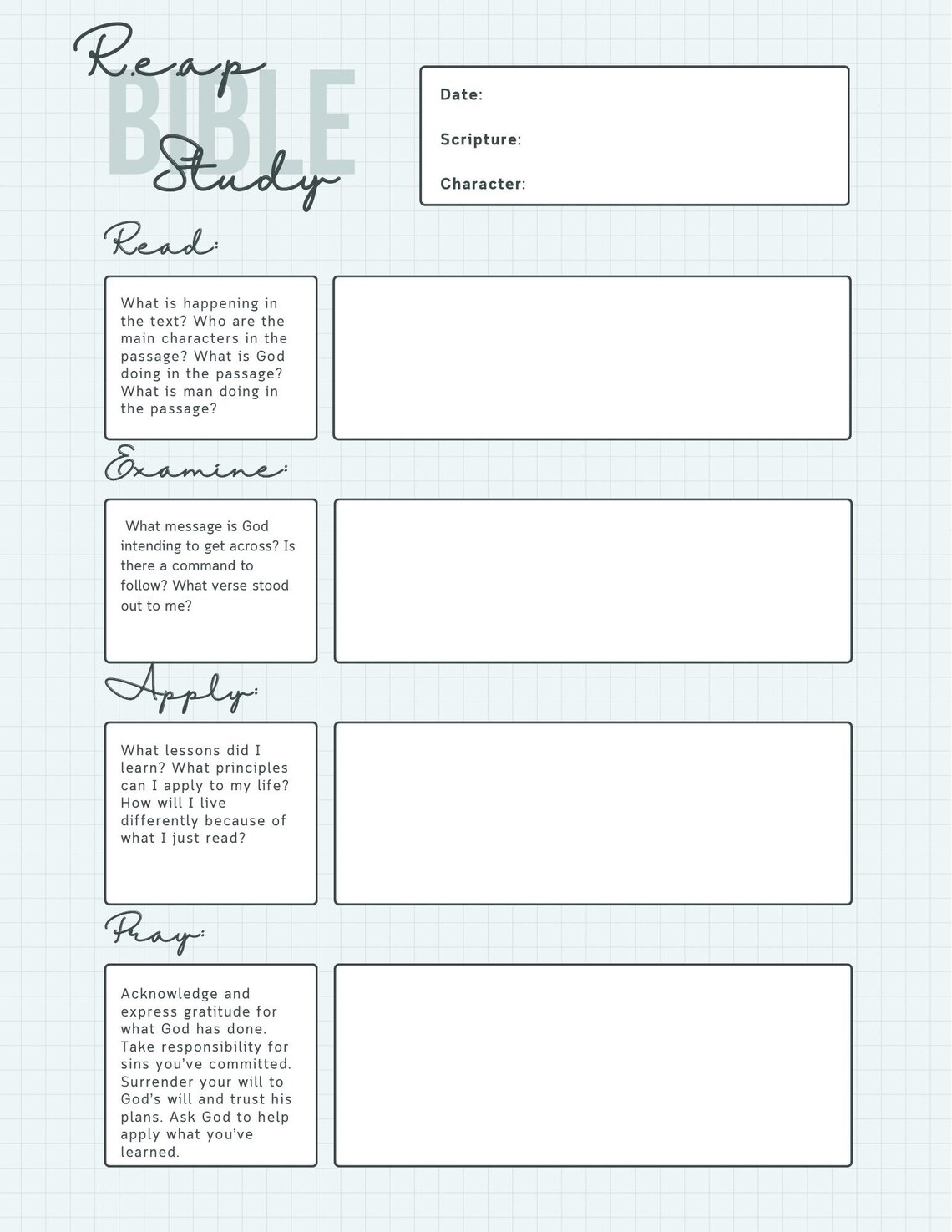 Bible Study, Bible Template, Reap Template, Reap Reflection, Bible ...