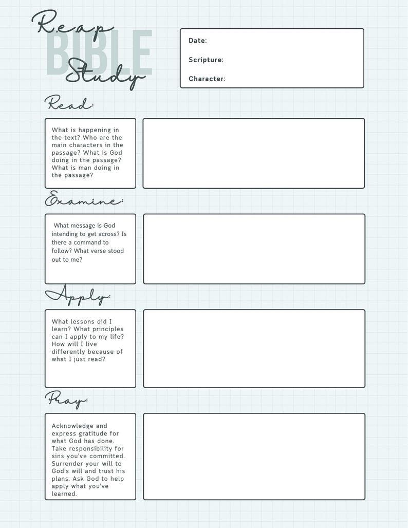Bible Study, Bible Template, Reap Template, Reap Reflection, Bible ...