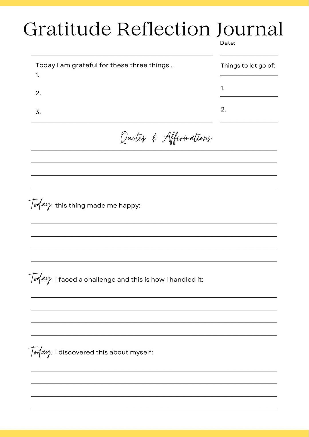 Gratitude Journal, Gratitude Template, Thankful Template, Reflection ...