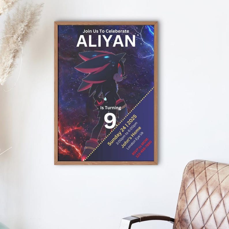 Sonic Editable Birthday Invitation | Hedgehog Party Invitation Template ...