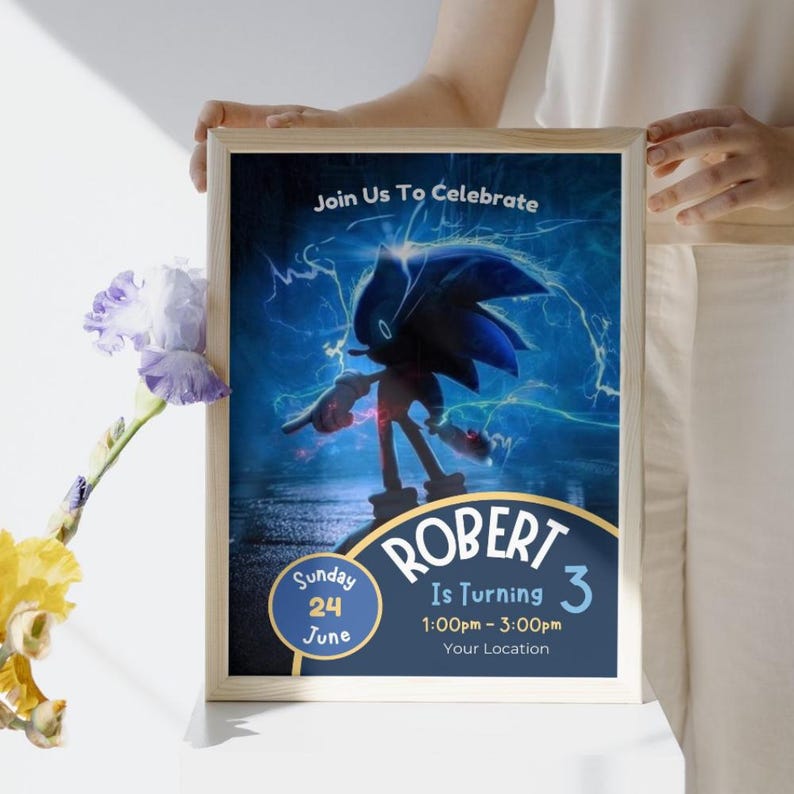 Sonic Editable Birthday Invitation | Hedgehog Party Invitation Template ...