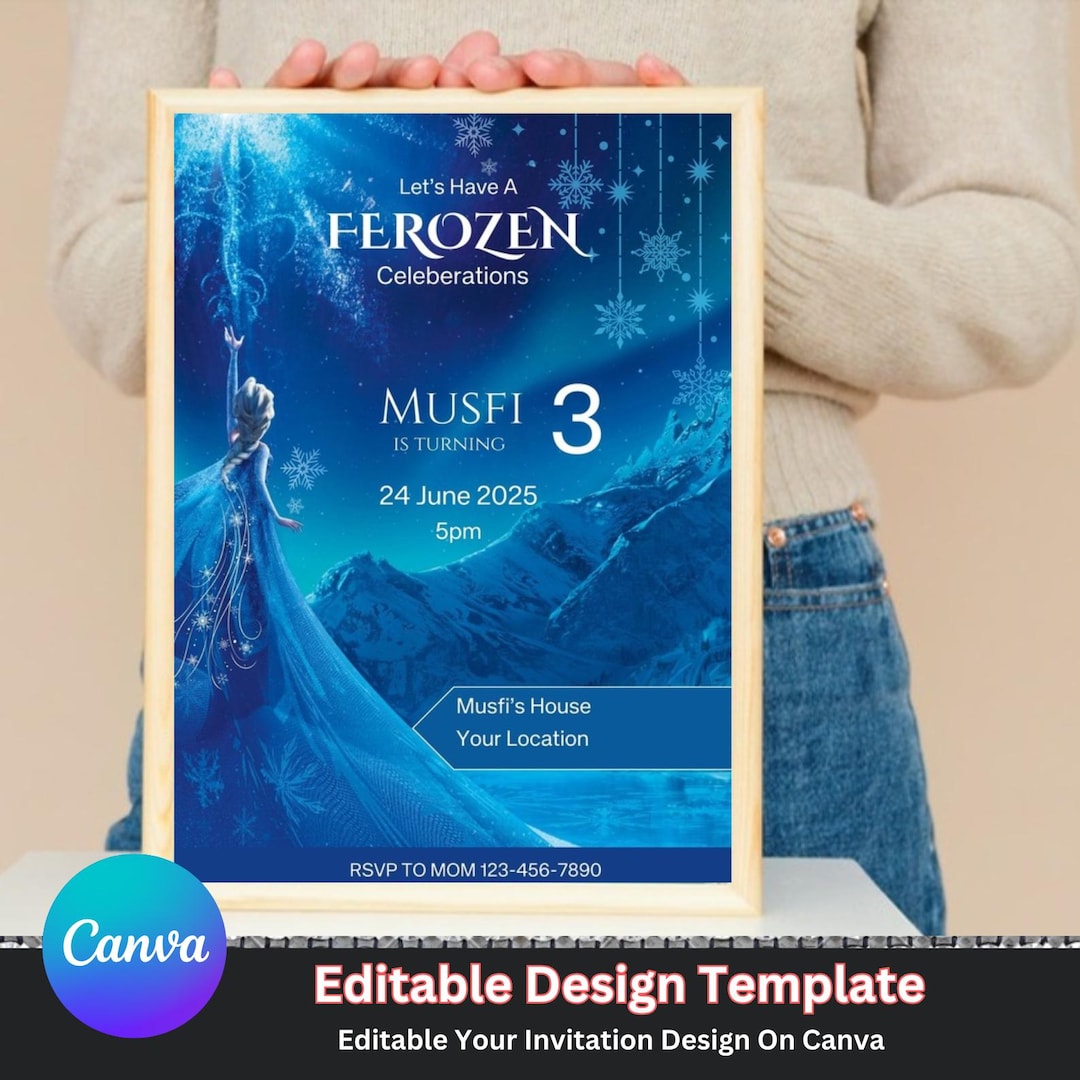 Editable Elsa Invite Digital Frozen Party Invitation Custom Frozen ...