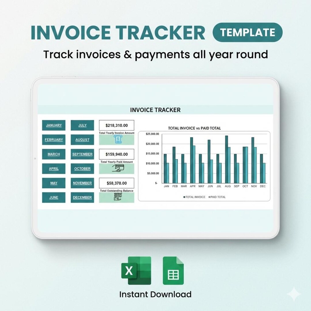 Invoice Tracker Excel Template | Small Business Bookkeeping (digital ...