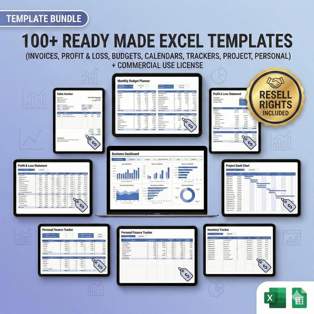 Excel Templates Bundle • 100+ Business & Personal Spreadsheets With ...