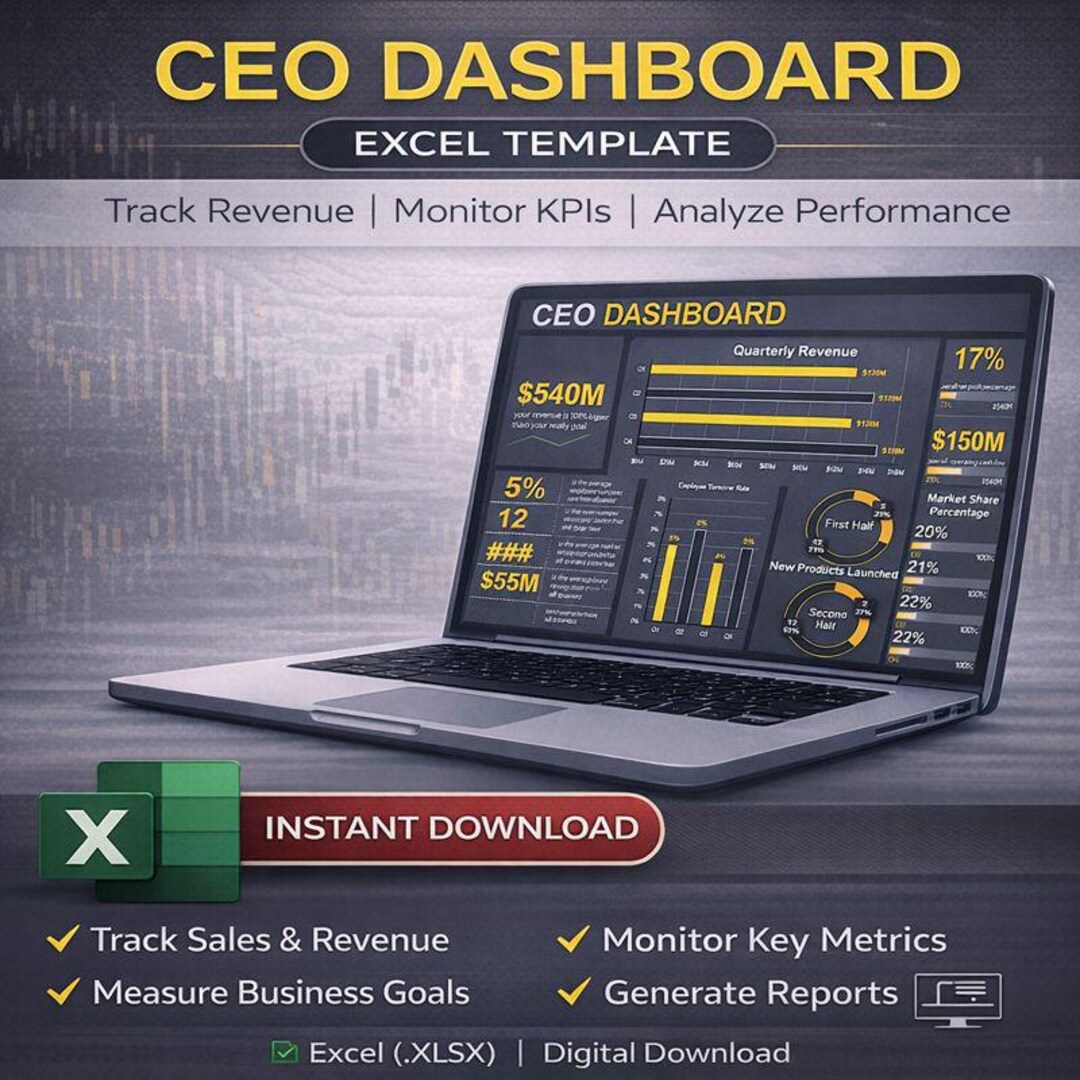 CEO Dashboard Excel Template | Executive KPI Dashboard | Business ...