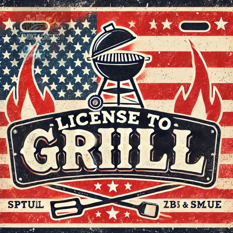 License to Grill - Patriotic BBQ Wall Art | Retro Grilling Sign | Man ...