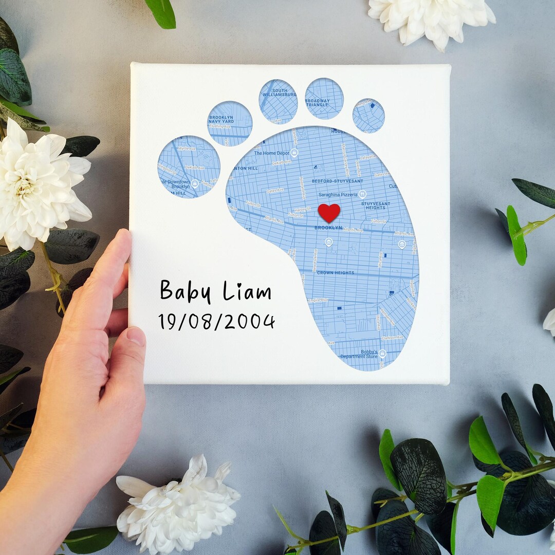 Baby Boy Birthplace Poster – Personalized Digital Map, Framed Design ...