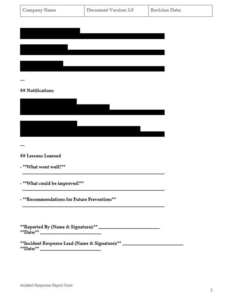 Incident Response Plan Template | Cybersecurity Policy for Small ...