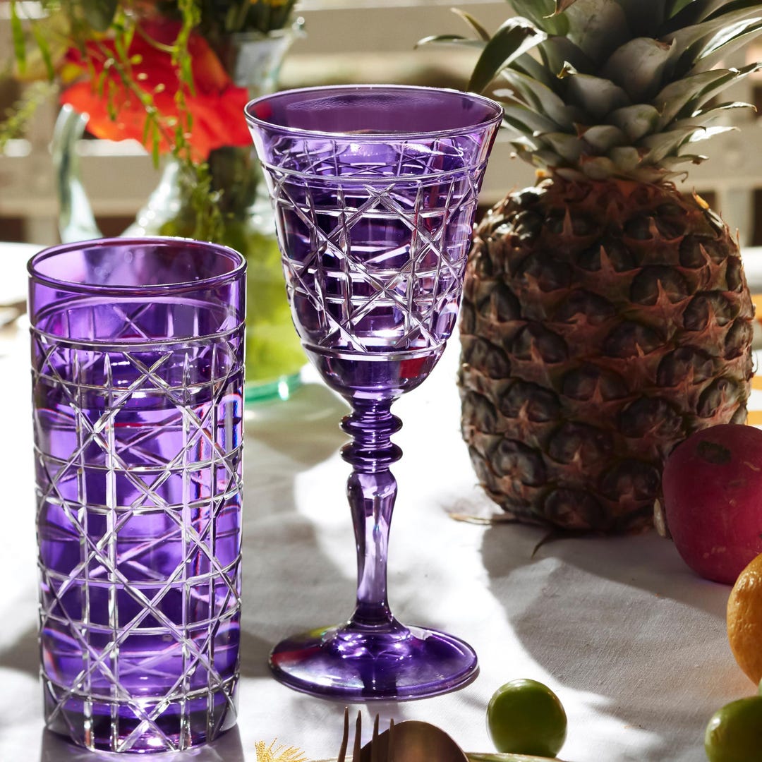 Cut Crystal Handmade Wine Glass: Bohemian Colored Glassware Set - Etsy