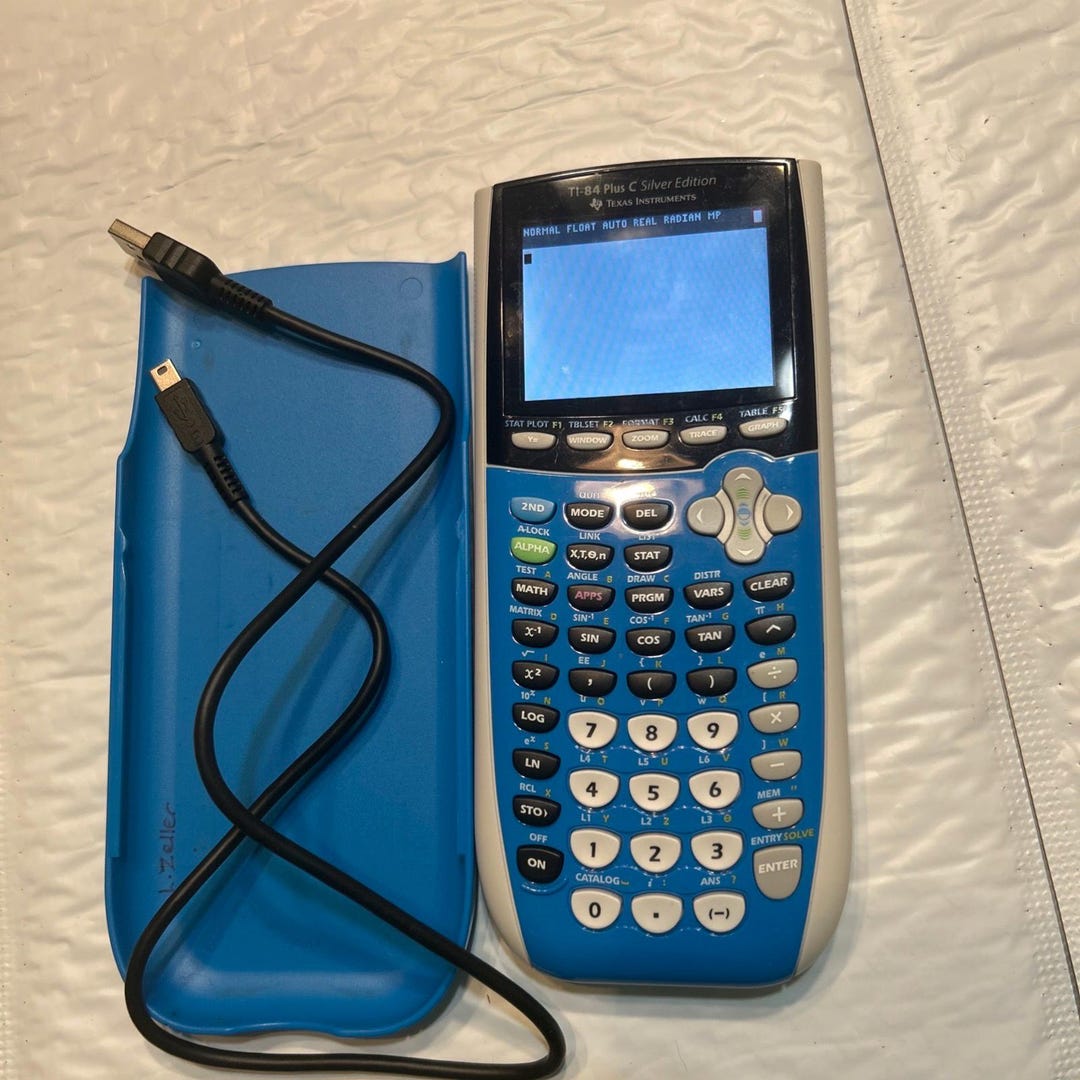 Texas Instrument TI 84 Plus C Graphing Calculator W Cover Tested Blue ...