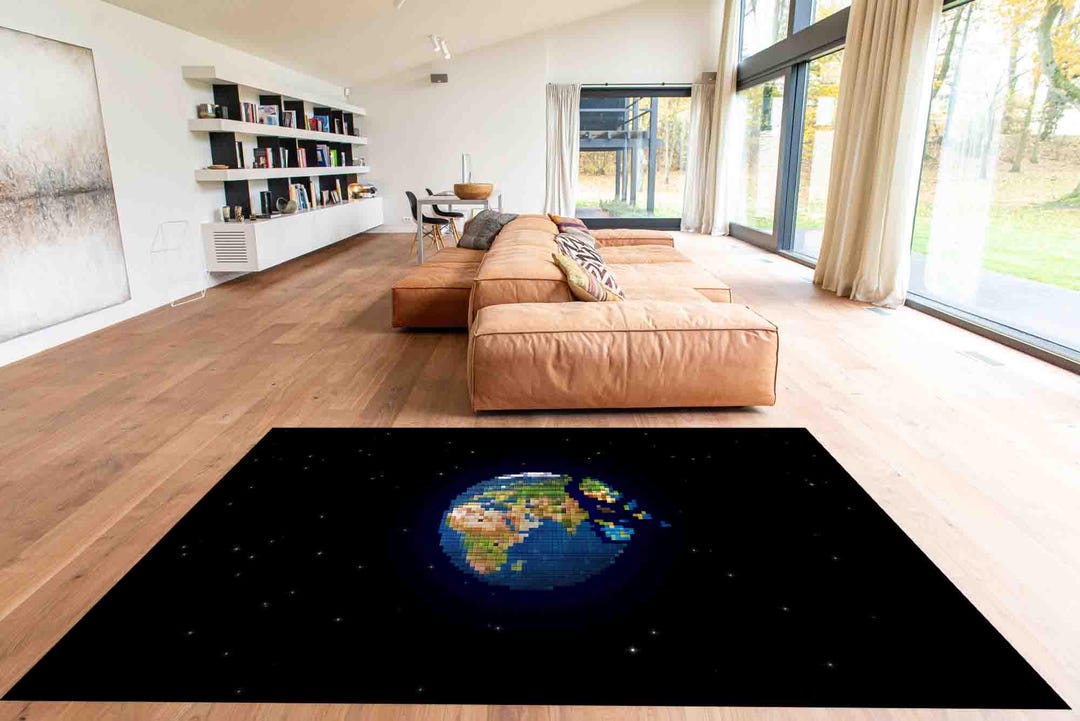 Pixel Rug, Digital Art Rug, Earth Rug, Teen Room Rug, Living Room Rug ...