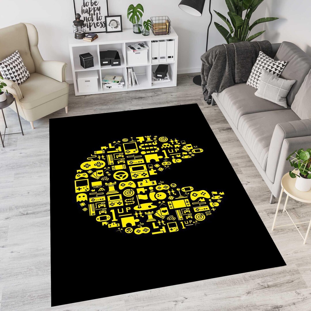 Pac-man Rug, Digital Art Rug, Retro Rug, Teen Room Rug, Living Room Rug ...
