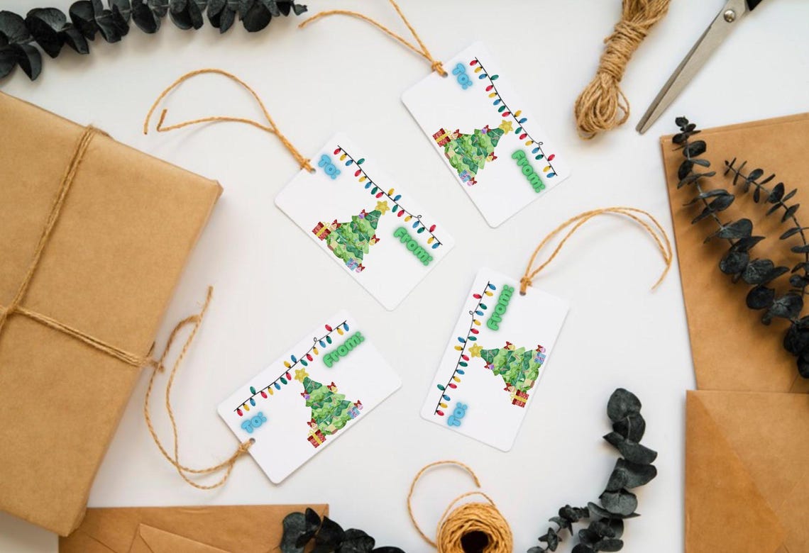 Printable Christmas Gift Tags | Watercolor Christmas Tree - Etsy
