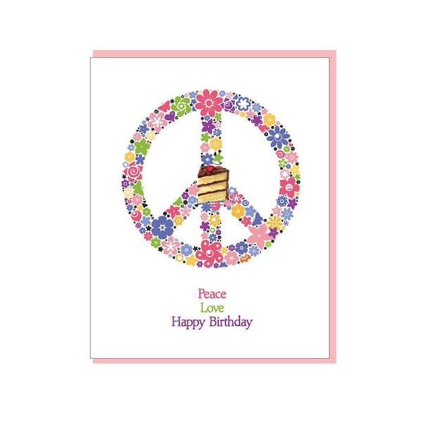 Peace and Love Birthday Card - Etsy