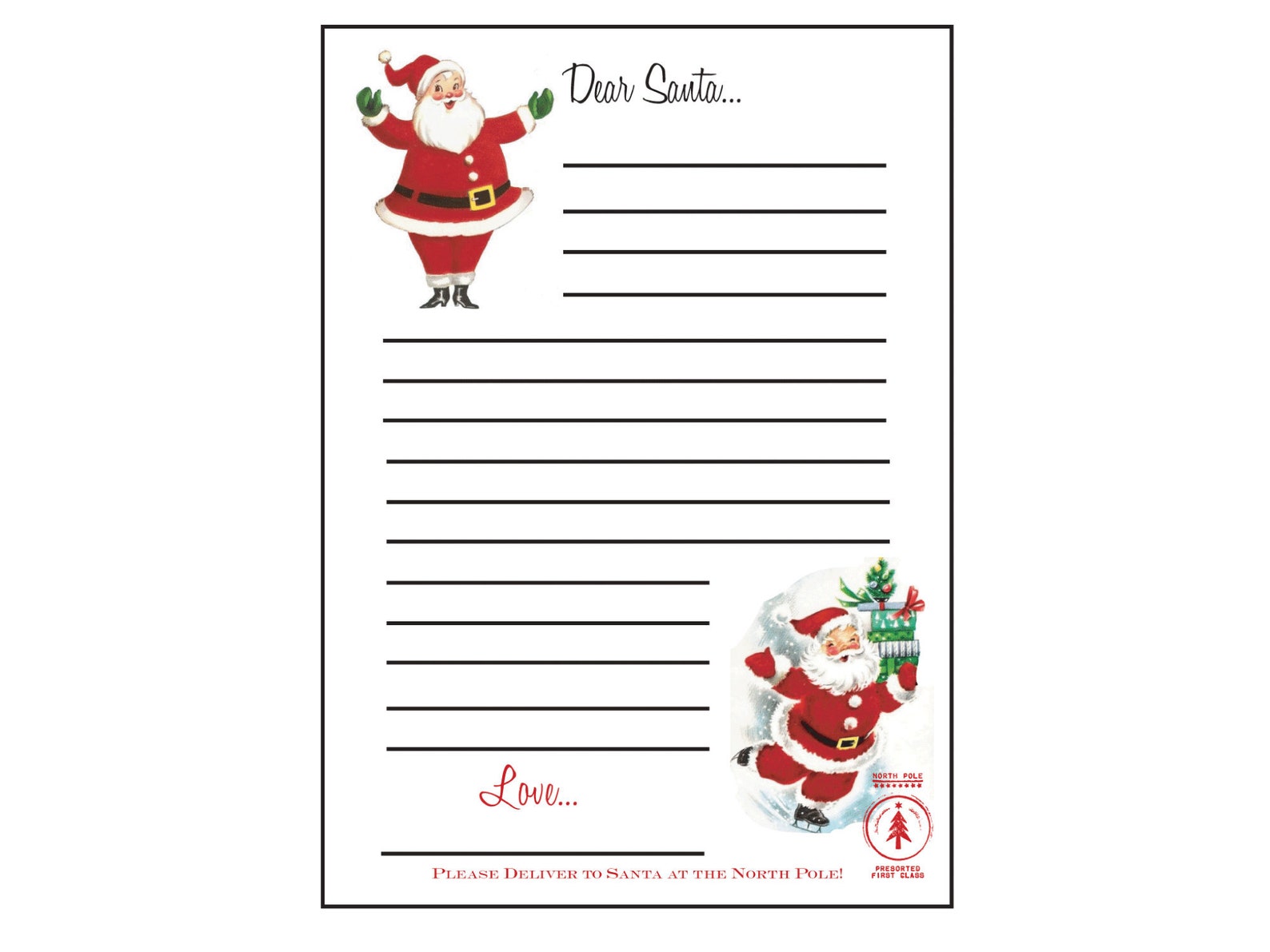 Chère lettre du Père Noël. Ensemble de lettres de Santa. | Etsy