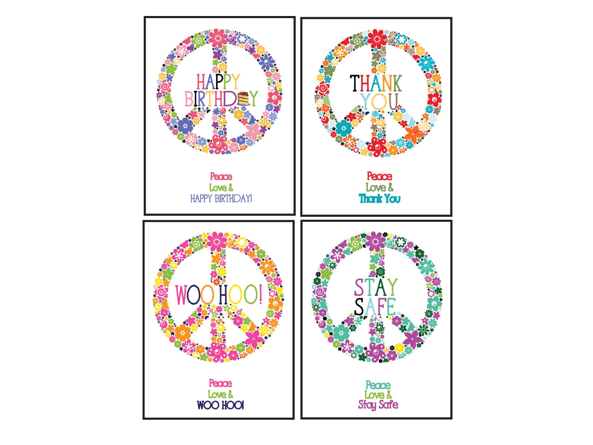 Peace Sign Greeting Cards. Peace Sign Happy Birthday. Peace Sign Woo ...