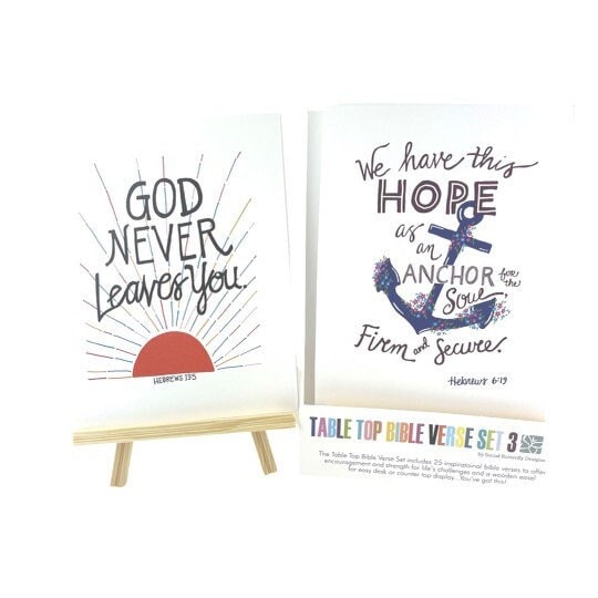 Bible Verse Art Set With Stand. Scripture Card Set. 25 Illustrated ...